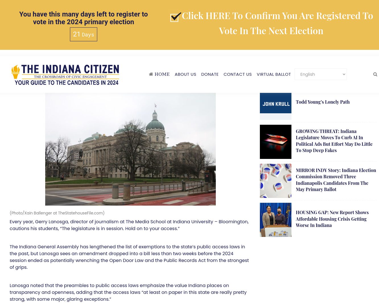 The Indiana Citizen: SMALLER ROLE: New limits on public access ...